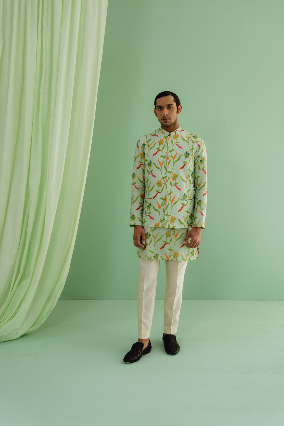 Buy Men's Green Printed Kurta Bandi Set | Drishti & Zahabia