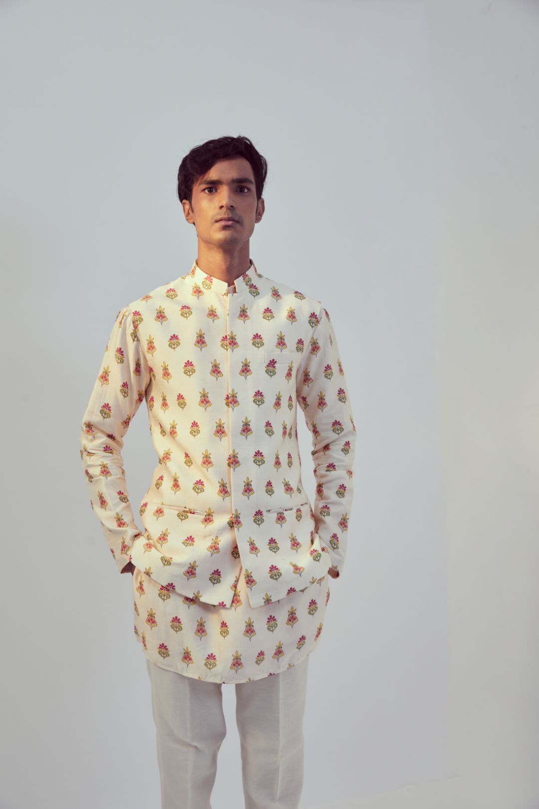 Buy Ivory Kurta with Bandi Set For Men Online